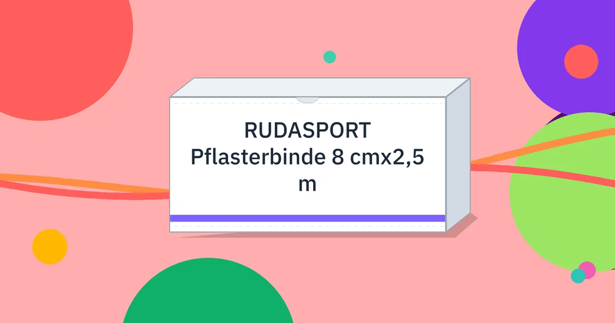 Symbolbild: Packung mit der Aufschrift RUDASPORT Pflasterbinde 8 cmx2,5 m (PZN 15893038) – Verfügbarkeit und Bezug in Apotheken in Frankfurt am Main
