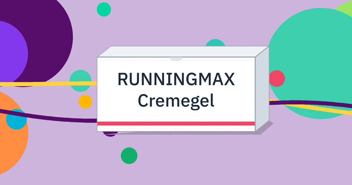 Symbolbild: Packung mit der Aufschrift RUNNINGMAX Cremegel (PZN 16802345) – Verfügbarkeit und Bezug in Apotheken in Frankfurt am Main