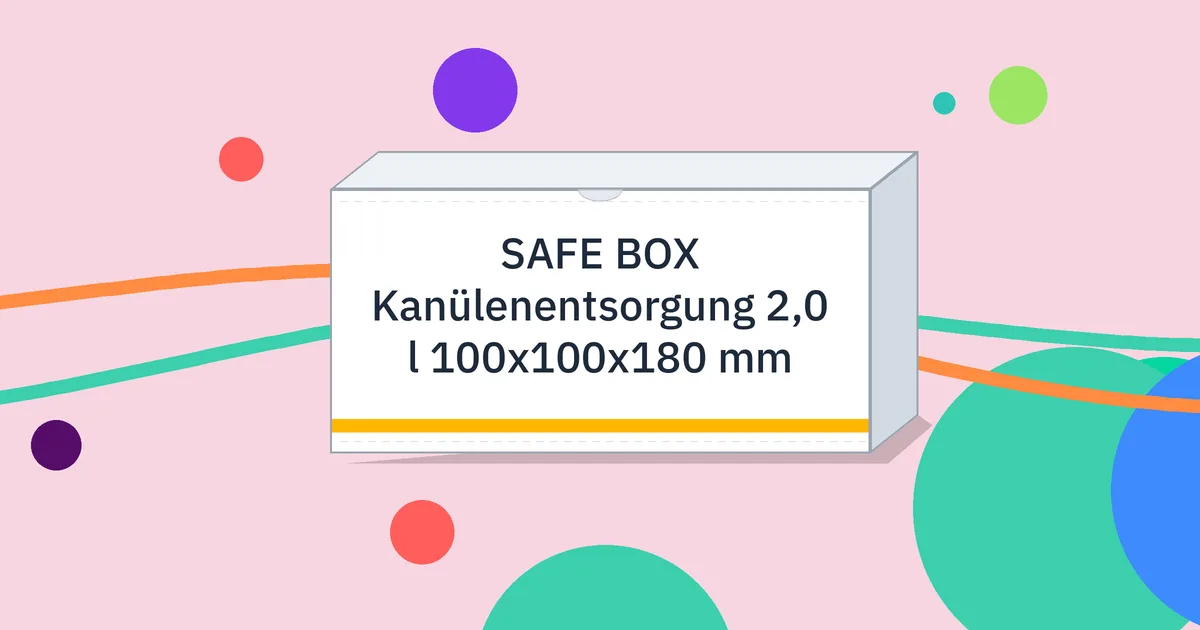 Symbolbild: Packung mit der Aufschrift SAFE BOX Kanülenentsorgung 2,0 l 100x100x180 mm (PZN 13909545) – Verfügbarkeit und Bezug in Apotheken in Frankfurt am Main
