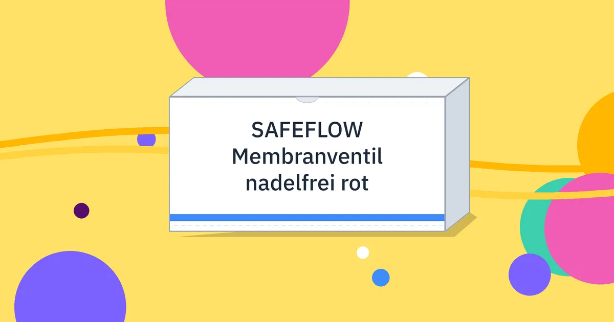 Symbolbild: Packung mit der Aufschrift SAFEFLOW Membranventil nadelfrei rot (PZN 18310853) – Verfügbarkeit und Bezug in Apotheken in Frankfurt am Main