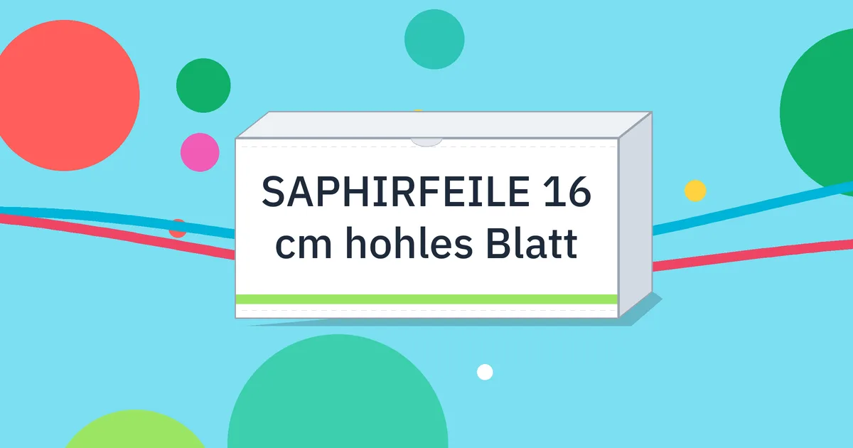 Symbolbild: Packung mit der Aufschrift SAPHIRFEILE 16 cm hohles Blatt (PZN 17288301) – Verfügbarkeit und Bezug in Apotheken in Frankfurt am Main
