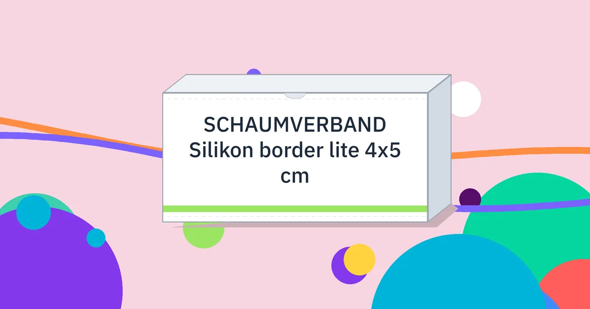 Symbolbild: Packung mit der Aufschrift SCHAUMVERBAND Silikon border lite 4x5 cm (PZN 18717313) – Verfügbarkeit und Bezug in Apotheken in Frankfurt am Main