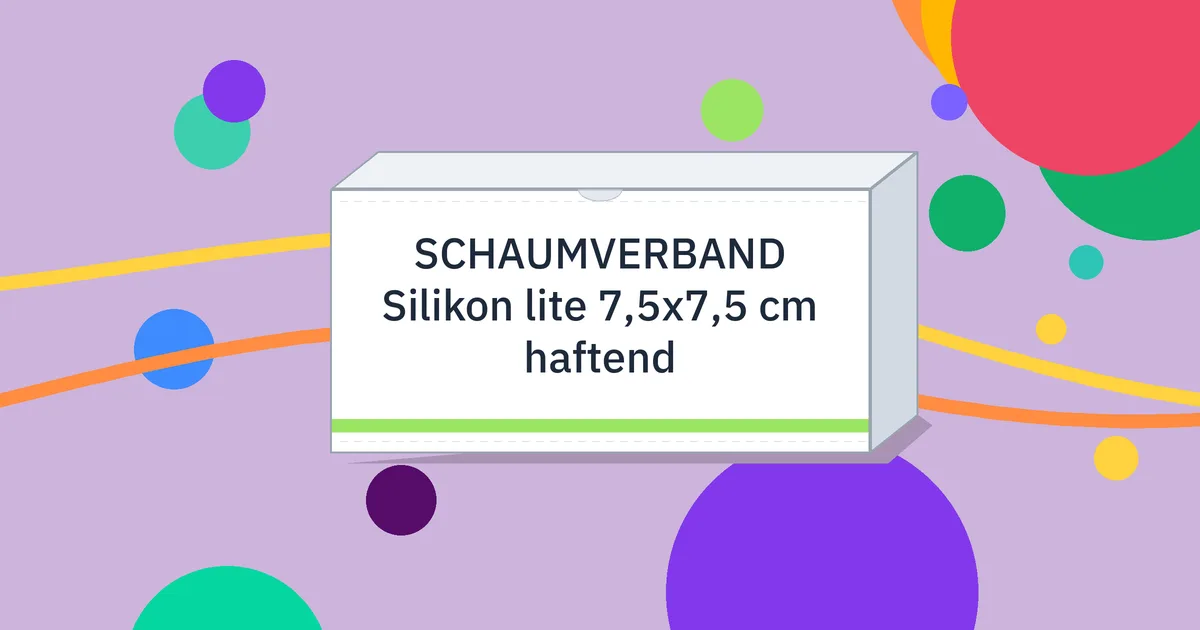 Symbolbild: Packung mit der Aufschrift SCHAUMVERBAND Silikon lite 7,5x7,5 cm haftend (PZN 17833632) – Verfügbarkeit und Bezug in Apotheken in Frankfurt am Main