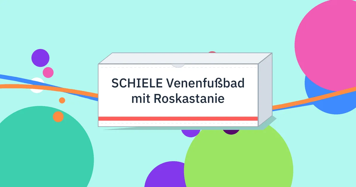 Symbolbild: Packung mit der Aufschrift SCHIELE Venenfußbad mit Roskastanie (PZN 07567313) – Verfügbarkeit und Bezug in Apotheken in Frankfurt am Main