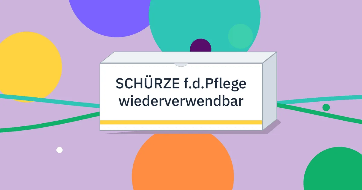 Symbolbild: Packung mit der Aufschrift SCHÜRZE f.d.Pflege wiederverwendbar (PZN 06969529) – Verfügbarkeit und Bezug in Apotheken in Frankfurt am Main