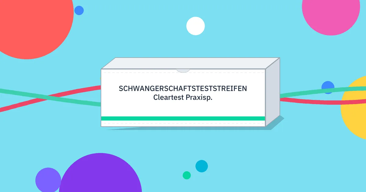 Symbolbild: Packung mit der Aufschrift SCHWANGERSCHAFTSTESTSTREIFEN Cleartest Praxisp. (PZN 04031368) – Verfügbarkeit und Bezug in Apotheken in Frankfurt am Main