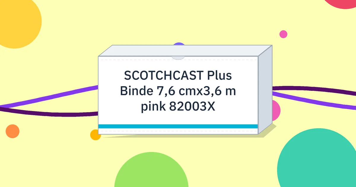 Symbolbild: Packung mit der Aufschrift SCOTCHCAST Plus Binde 7,6 cmx3,6 m pink 82003X (PZN 00392649) – Verfügbarkeit und Bezug in Apotheken in Frankfurt am Main