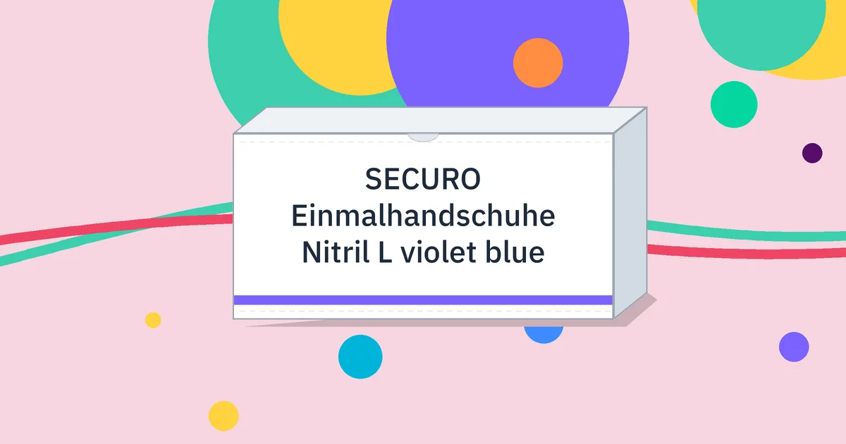 Symbolbild: Packung mit der Aufschrift SECURO Einmalhandschuhe Nitril L violet blue (PZN 19077985) – Verfügbarkeit und Bezug in Apotheken in Frankfurt am Main