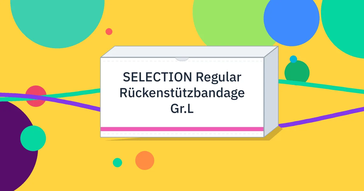 Symbolbild: Packung mit der Aufschrift SELECTION Regular Rückenstützbandage Gr.L (PZN 19133525) – Verfügbarkeit und Bezug in Apotheken in Frankfurt am Main