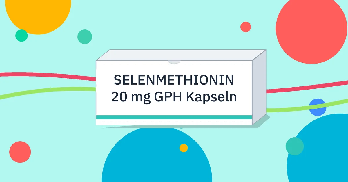 Symbolbild: Packung mit der Aufschrift SELENMETHIONIN 20 mg GPH Kapseln (PZN 20857091) – Verfügbarkeit und Bezug in Apotheken in Frankfurt am Main
