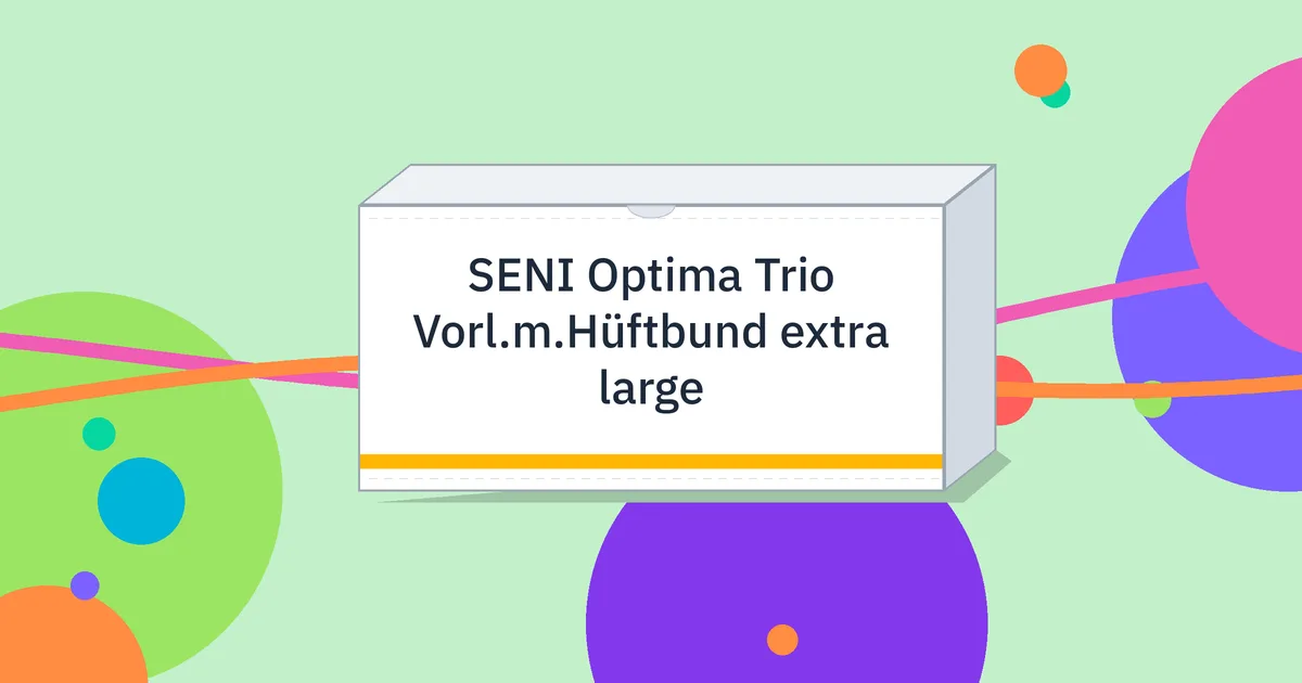 Symbolbild: Packung mit der Aufschrift SENI Optima Trio Vorl.m.Hüftbund extra large (PZN 12665302) – Verfügbarkeit und Bezug in Apotheken in Frankfurt am Main