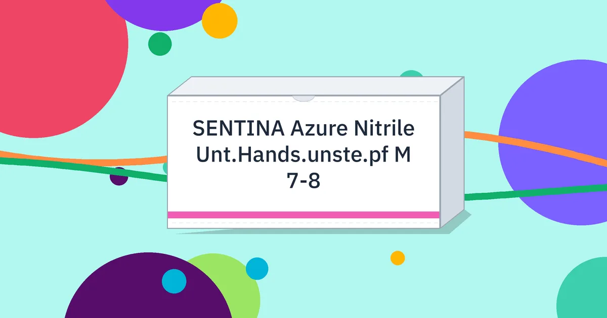 Symbolbild: Packung mit der Aufschrift SENTINA Azure Nitrile Unt.Hands.unste.pf M 7-8 (PZN 20550398) – Verfügbarkeit und Bezug in Apotheken in Frankfurt am Main