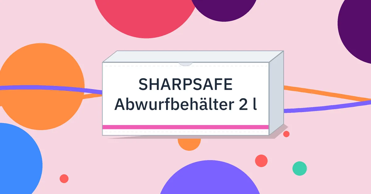 Symbolbild: Packung mit der Aufschrift SHARPSAFE Abwurfbehälter 2 l (PZN 16149709) – Verfügbarkeit und Bezug in Apotheken in Frankfurt am Main