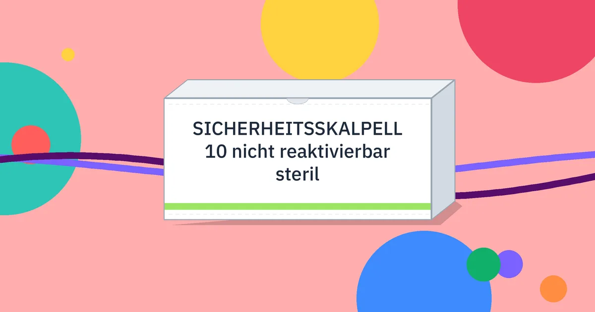 Symbolbild: Packung mit der Aufschrift SICHERHEITSSKALPELL 10 nicht reaktivierbar steril (PZN 09107165) – Verfügbarkeit und Bezug in Apotheken in Frankfurt am Main