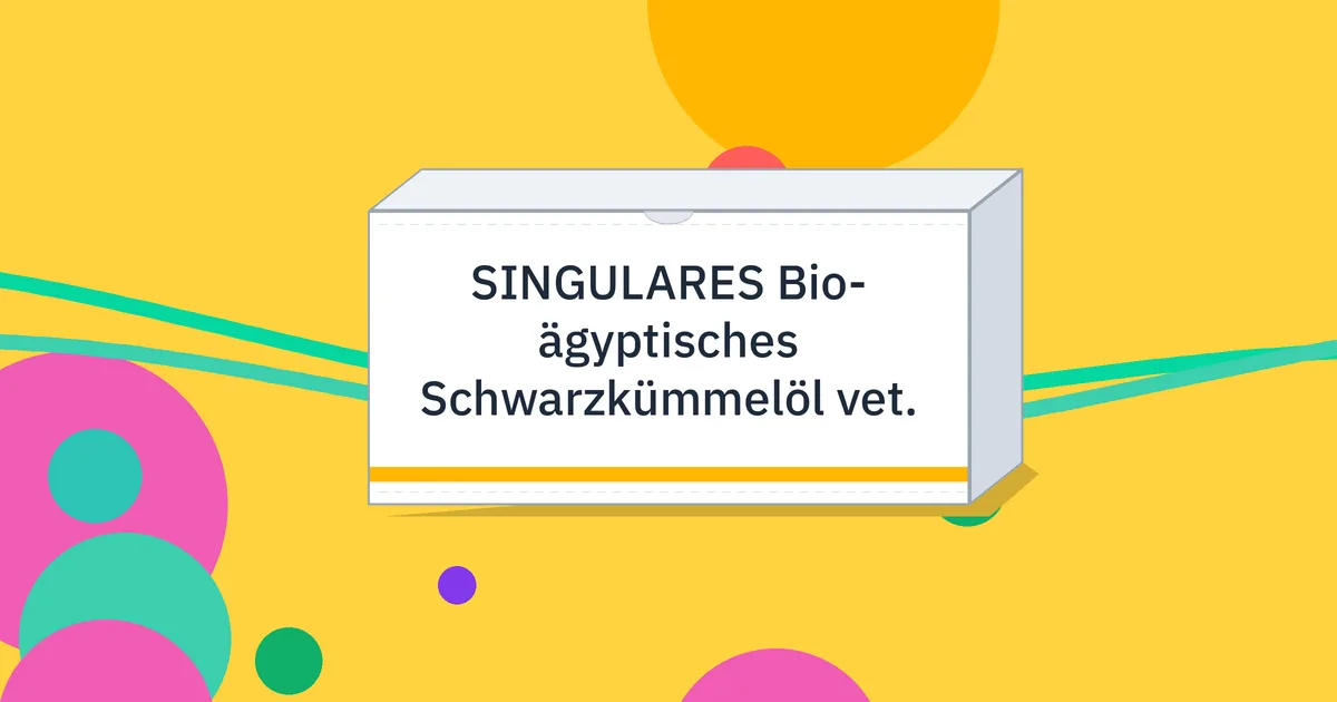 Symbolbild: Packung mit der Aufschrift SINGULARES Bio-ägyptisches Schwarzkümmelöl vet. (PZN 13871742) – Verfügbarkeit und Bezug in Apotheken in Frankfurt am Main