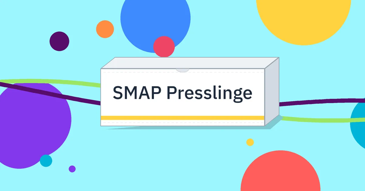 Symbolbild: Packung mit der Aufschrift SMAP Presslinge (PZN 20769240) – Verfügbarkeit und Bezug in Apotheken in Frankfurt am Main