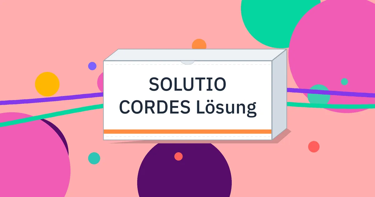 Symbolbild: Packung mit der Aufschrift SOLUTIO CORDES Lösung (PZN 04644059) – Verfügbarkeit und Bezug in Apotheken in Frankfurt am Main