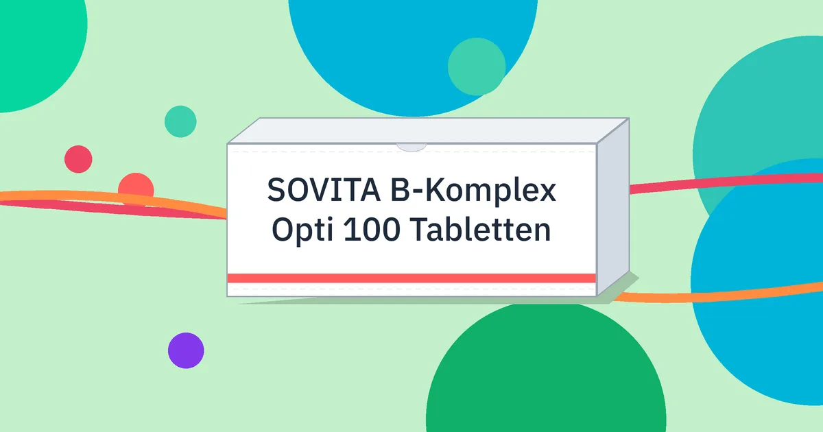 Symbolbild: Packung mit der Aufschrift SOVITA B-Komplex Opti 100 Tabletten (PZN 20227556) – Verfügbarkeit und Bezug in Apotheken in Frankfurt am Main
