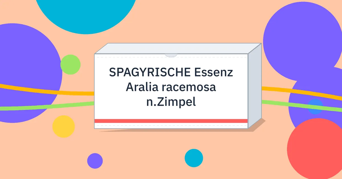 Symbolbild: Packung mit der Aufschrift SPAGYRISCHE Essenz Aralia racemosa n.Zimpel (PZN 00915633) – Verfügbarkeit und Bezug in Apotheken in Frankfurt am Main