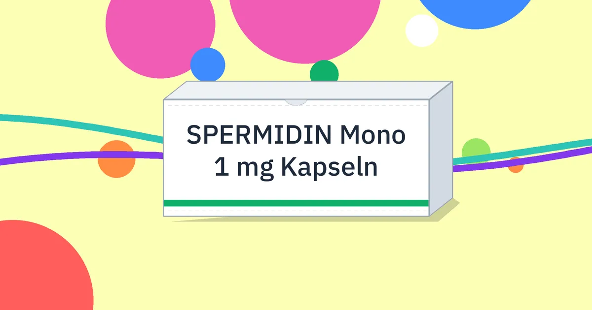 Symbolbild: Packung mit der Aufschrift SPERMIDIN Mono 1 mg Kapseln (PZN 17669581) – Verfügbarkeit und Bezug in Apotheken in Frankfurt am Main