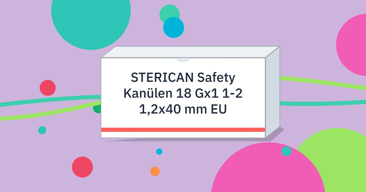 Symbolbild: Packung mit der Aufschrift STERICAN Safety Kanülen 18 Gx1 1-2 1,2x40 mm EU (PZN 15746403) – Verfügbarkeit und Bezug in Apotheken in Frankfurt am Main