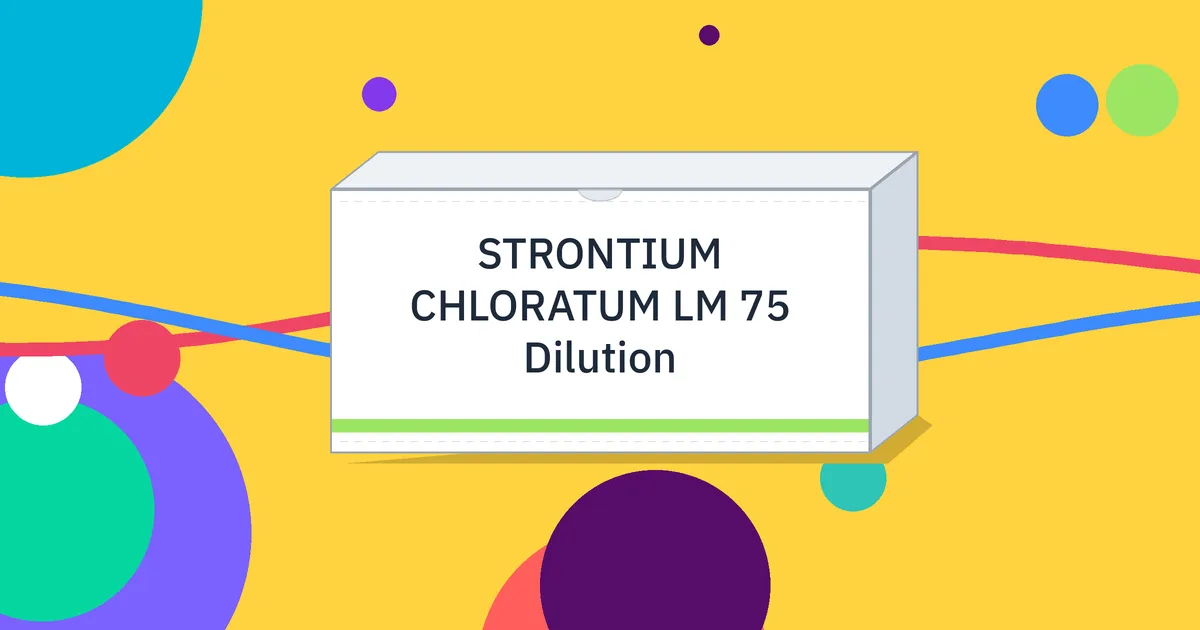 Symbolbild: Packung mit der Aufschrift STRONTIUM CHLORATUM LM 75 Dilution (PZN 13203816) – Verfügbarkeit und Bezug in Apotheken in Frankfurt am Main