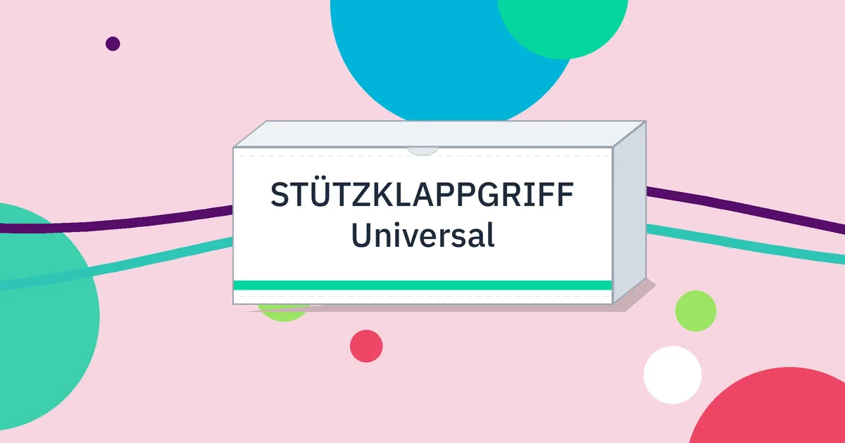 Symbolbild: Packung mit der Aufschrift STÜTZKLAPPGRIFF Universal (PZN 00954627) – Verfügbarkeit und Bezug in Apotheken in Frankfurt am Main