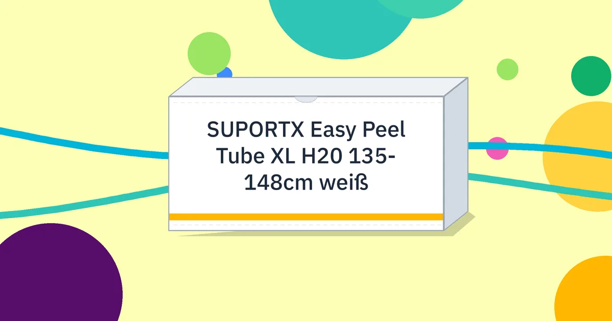 Symbolbild: Packung mit der Aufschrift SUPORTX Easy Peel Tube XL H20 135-148cm weiß (PZN 09486760) – Verfügbarkeit und Bezug in Apotheken in Frankfurt am Main