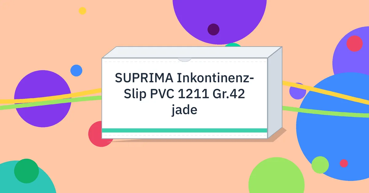 Symbolbild: Packung mit der Aufschrift SUPRIMA Inkontinenz-Slip PVC 1211 Gr.42 jade (PZN 05971731) – Verfügbarkeit und Bezug in Apotheken in Frankfurt am Main