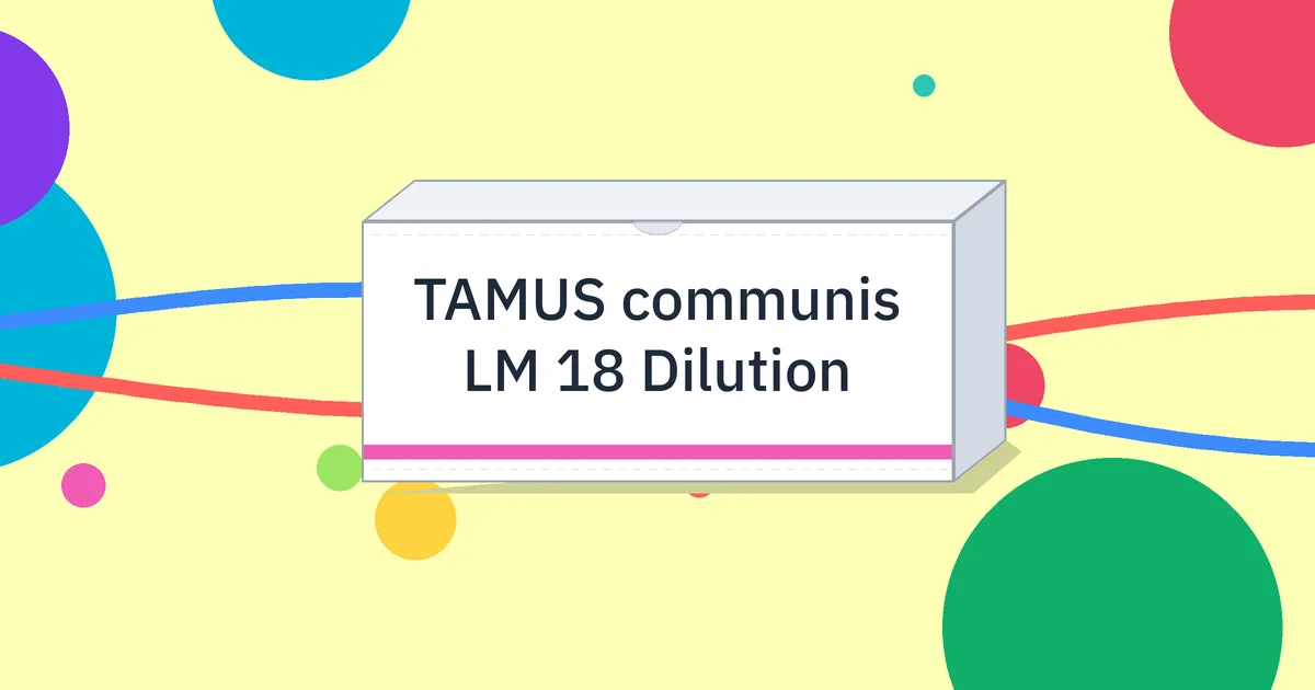 Symbolbild: Packung mit der Aufschrift TAMUS communis LM 18 Dilution (PZN 13687398) – Verfügbarkeit und Bezug in Apotheken in Frankfurt am Main