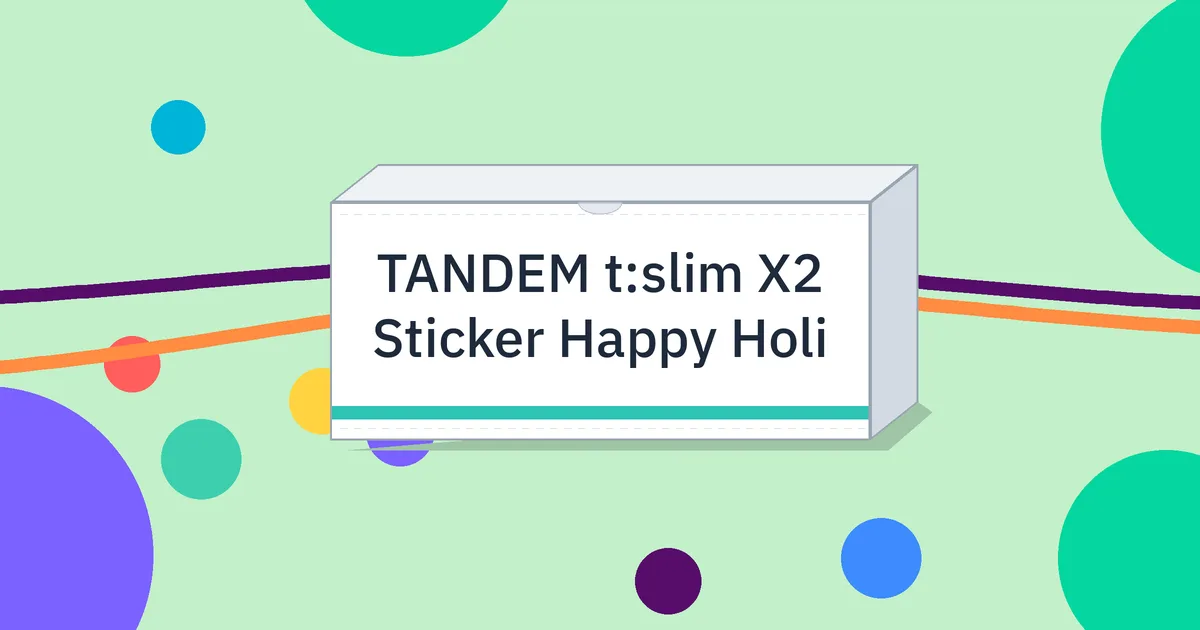 Symbolbild: Packung mit der Aufschrift TANDEM t:slim X2 Sticker Happy Holi (PZN 19862744) – Verfügbarkeit und Bezug in Apotheken in Frankfurt am Main