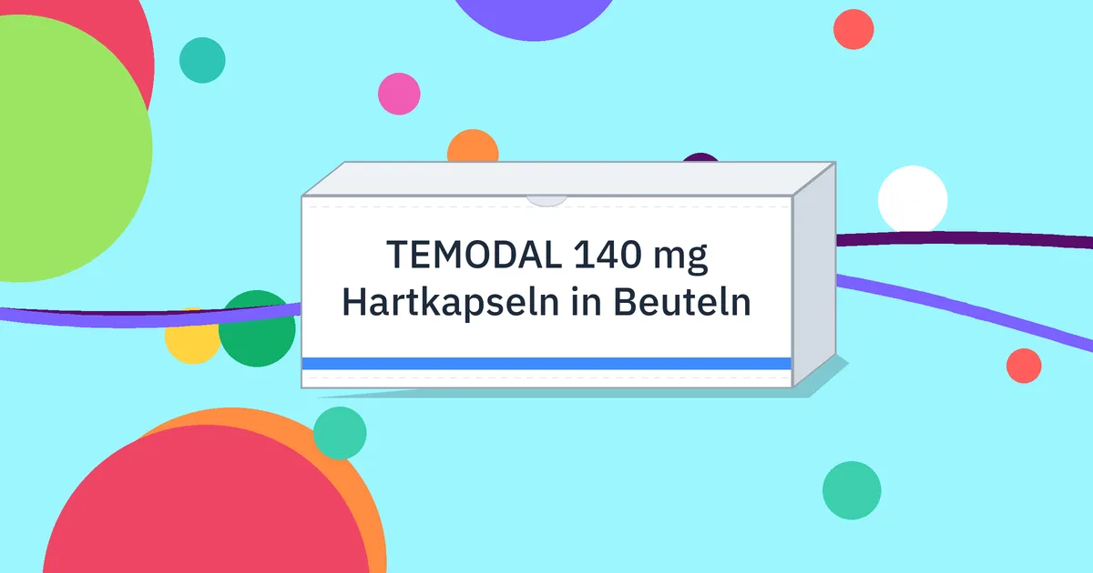 Symbolbild: Packung mit der Aufschrift TEMODAL 140 mg Hartkapseln in Beuteln (PZN 07319644) – Verfügbarkeit und Bezug in Apotheken in Frankfurt am Main