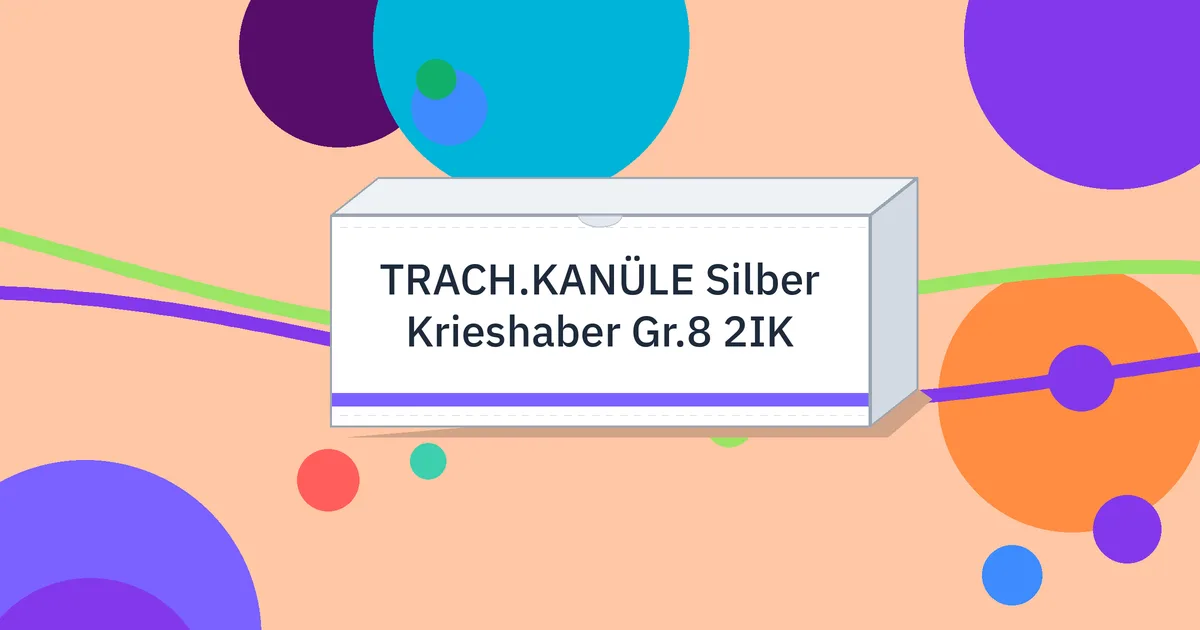 Symbolbild: Packung mit der Aufschrift TRACH.KANÜLE Silber Krieshaber Gr.8 2IK (PZN 06989816) – Verfügbarkeit und Bezug in Apotheken in Frankfurt am Main