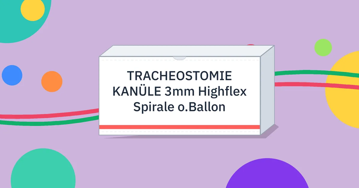 Symbolbild: Packung mit der Aufschrift TRACHEOSTOMIE KANÜLE 3mm Highflex Spirale o.Ballon (PZN 01085530) – Verfügbarkeit und Bezug in Apotheken in Frankfurt am Main