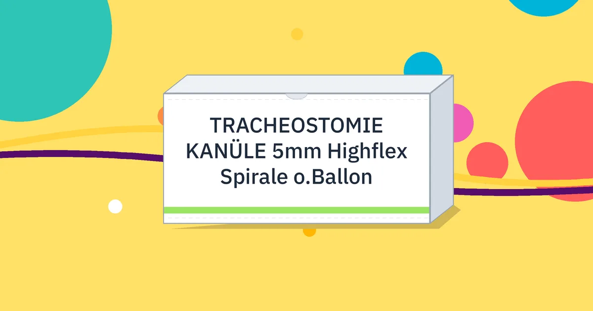 Symbolbild: Packung mit der Aufschrift TRACHEOSTOMIE KANÜLE 5mm Highflex Spirale o.Ballon (PZN 01085464) – Verfügbarkeit und Bezug in Apotheken in Frankfurt am Main