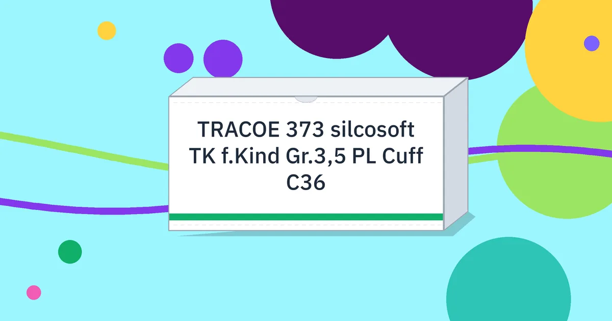 Symbolbild: Packung mit der Aufschrift TRACOE 373 silcosoft TK f.Kind Gr.3,5 PL Cuff C36 (PZN 14317054) – Verfügbarkeit und Bezug in Apotheken in Frankfurt am Main