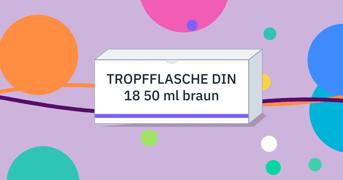 Symbolbild: Packung mit der Aufschrift TROPFFLASCHE DIN 18 50 ml braun (PZN 15586603) – Verfügbarkeit und Bezug in Apotheken in Frankfurt am Main