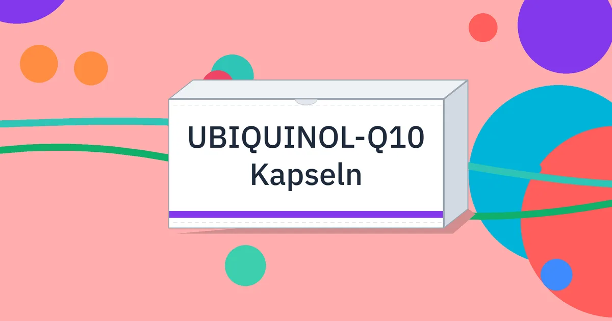 Symbolbild: Packung mit der Aufschrift UBIQUINOL-Q10 Kapseln (PZN 18823506) – Verfügbarkeit und Bezug in Apotheken in Frankfurt am Main