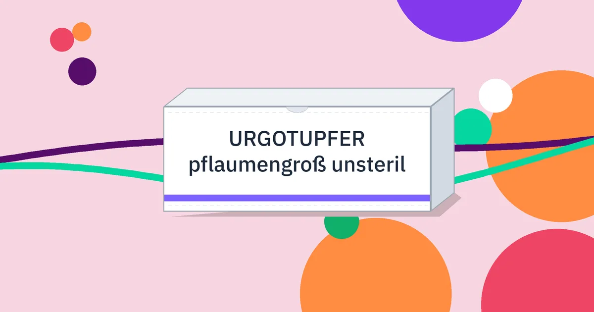 Symbolbild: Packung mit der Aufschrift URGOTUPFER pflaumengroß unsteril (PZN 08869625) – Verfügbarkeit und Bezug in Apotheken in Frankfurt am Main