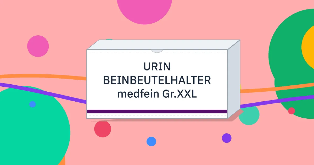 Symbolbild: Packung mit der Aufschrift URIN BEINBEUTELHALTER medfein Gr.XXL (PZN 13747203) – Verfügbarkeit und Bezug in Apotheken in Frankfurt am Main