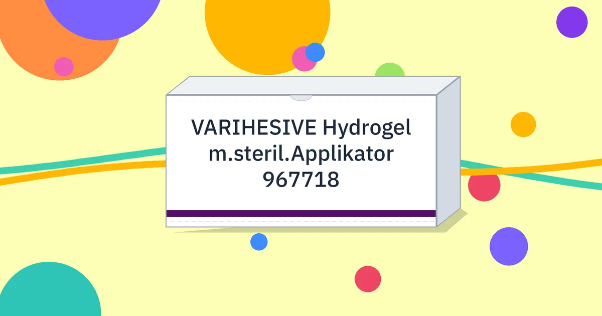 Symbolbild: Packung mit der Aufschrift VARIHESIVE Hydrogel m.steril.Applikator 967718 (PZN 00862612) – Verfügbarkeit und Bezug in Apotheken in Frankfurt am Main