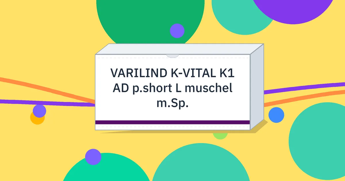 Symbolbild: Packung mit der Aufschrift VARILIND K-VITAL K1 AD p.short L muschel m.Sp. (PZN 20567080) – Verfügbarkeit und Bezug in Apotheken in Frankfurt am Main