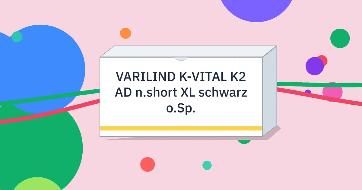 Symbolbild: Packung mit der Aufschrift VARILIND K-VITAL K2 AD n.short XL schwarz o.Sp. (PZN 20568352) – Verfügbarkeit und Bezug in Apotheken in Frankfurt am Main