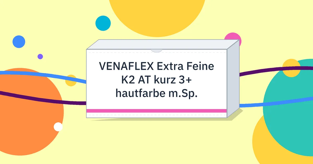 Symbolbild: Packung mit der Aufschrift VENAFLEX Extra Feine K2 AT kurz 3+ hautfarbe m.Sp. (PZN 18308810) – Verfügbarkeit und Bezug in Apotheken in Frankfurt am Main