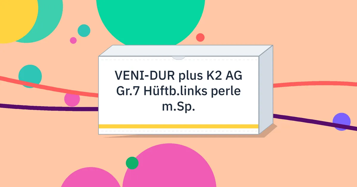 Symbolbild: Packung mit der Aufschrift VENI-DUR plus K2 AG Gr.7 Hüftb.links perle m.Sp. (PZN 03256272) – Verfügbarkeit und Bezug in Apotheken in Frankfurt am Main
