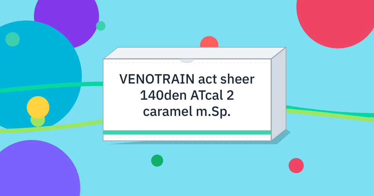 Symbolbild: Packung mit der Aufschrift VENOTRAIN act sheer 140den ATcal 2 caramel m.Sp. (PZN 16207654) – Verfügbarkeit und Bezug in Apotheken in Frankfurt am Main