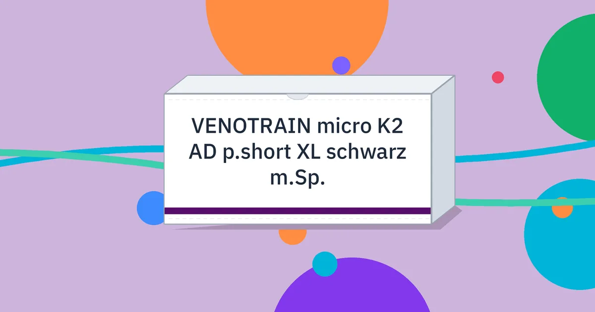 Symbolbild: Packung mit der Aufschrift VENOTRAIN micro K2 AD p.short XL schwarz m.Sp. (PZN 00415190) – Verfügbarkeit und Bezug in Apotheken in Frankfurt am Main