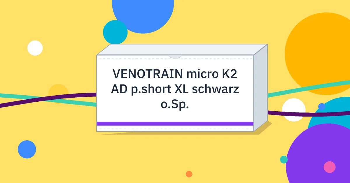Symbolbild: Packung mit der Aufschrift VENOTRAIN micro K2 AD p.short XL schwarz o.Sp. (PZN 02365148) – Verfügbarkeit und Bezug in Apotheken in Frankfurt am Main