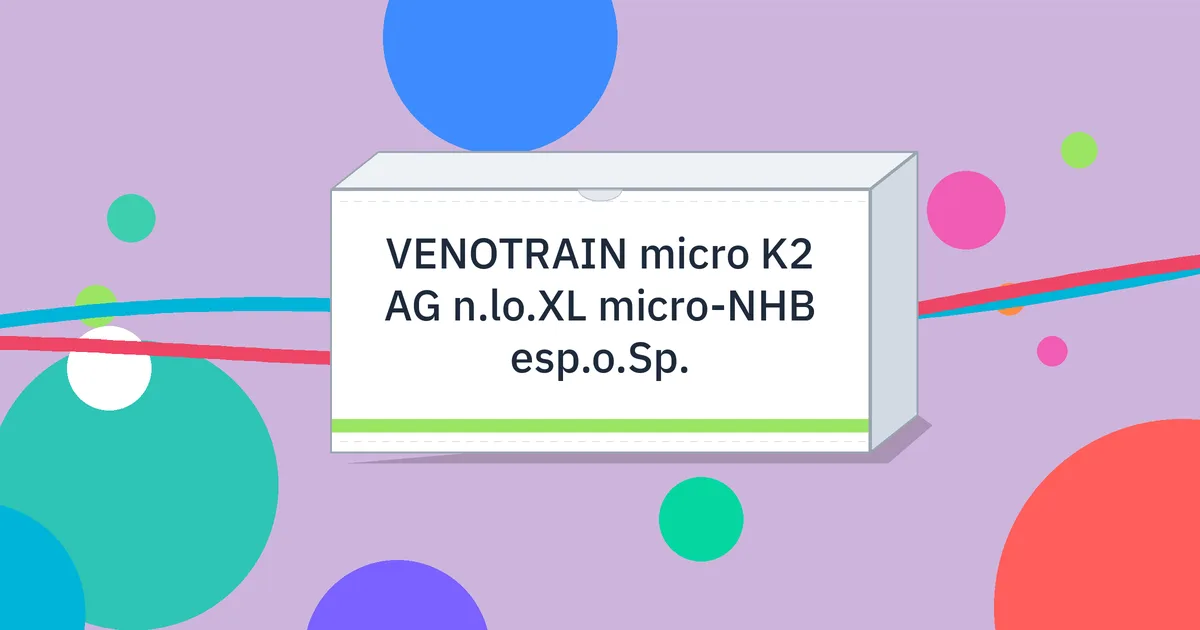 Symbolbild: Packung mit der Aufschrift VENOTRAIN micro K2 AG n.lo.XL micro-NHB esp.o.Sp. (PZN 16067101) – Verfügbarkeit und Bezug in Apotheken in Frankfurt am Main