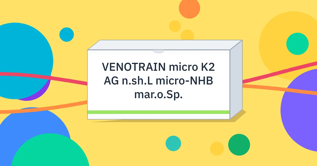 Symbolbild: Packung mit der Aufschrift VENOTRAIN micro K2 AG n.sh.L micro-NHB mar.o.Sp. (PZN 16066260) – Verfügbarkeit und Bezug in Apotheken in Frankfurt am Main